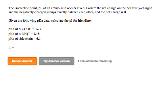 Solved The isoelectric point, pI, of an amino acid occurs at | Chegg.com