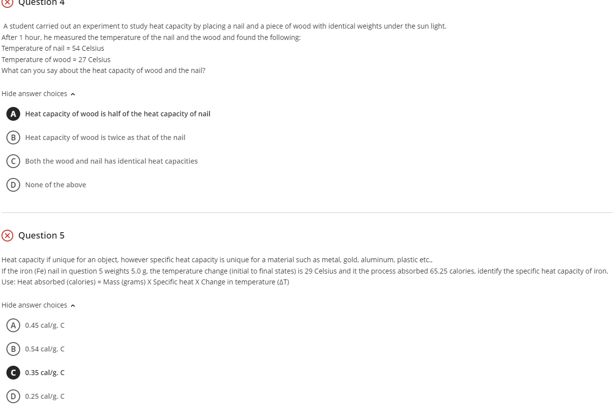 Solved A student carried out an experiment to study heat | Chegg.com