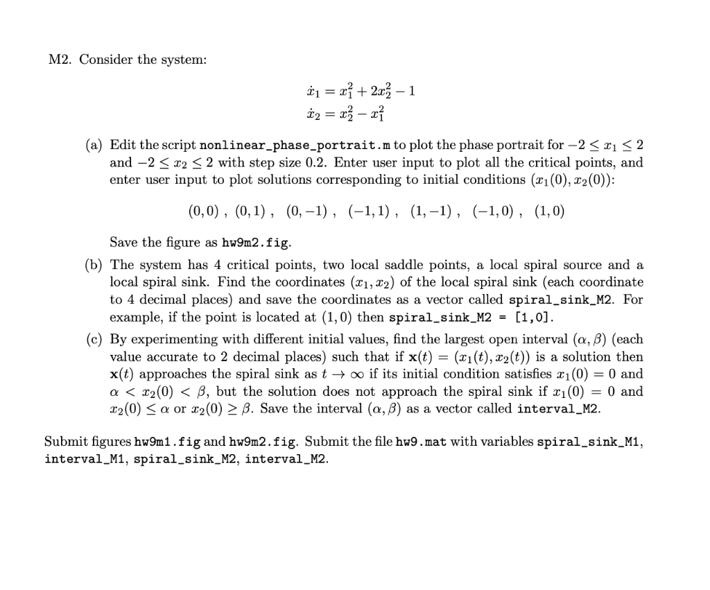 Solved The MATLAB script nonlinear-phase-portrait.m plots | Chegg.com