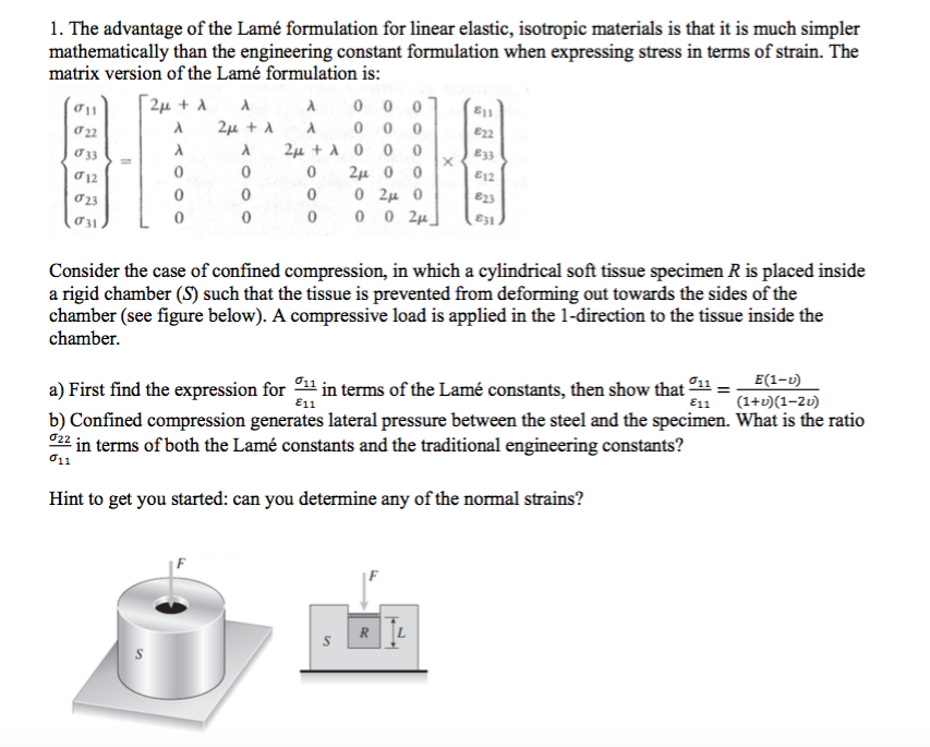 Solved 1. The advantage of the Lamé formulation for linear | Chegg.com