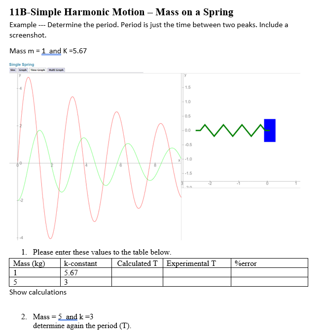 Solved 11B-Simple Harmonic Motion - Mass on a Spring Example | Chegg.com
