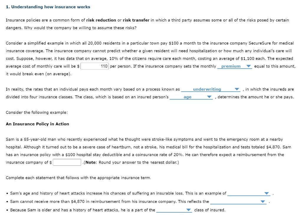 1. Understanding how insurance works Insurance | Chegg.com