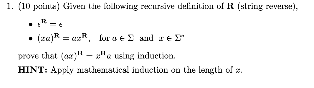 Solved • E 1. (10 points) Given the following recursive | Chegg.com