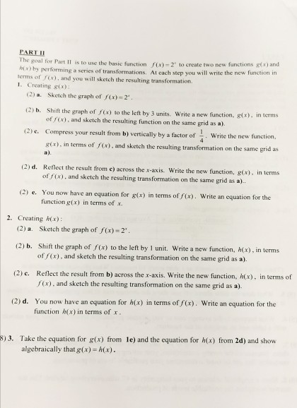 Solved PART II The goal for Part II is to use the basis | Chegg.com