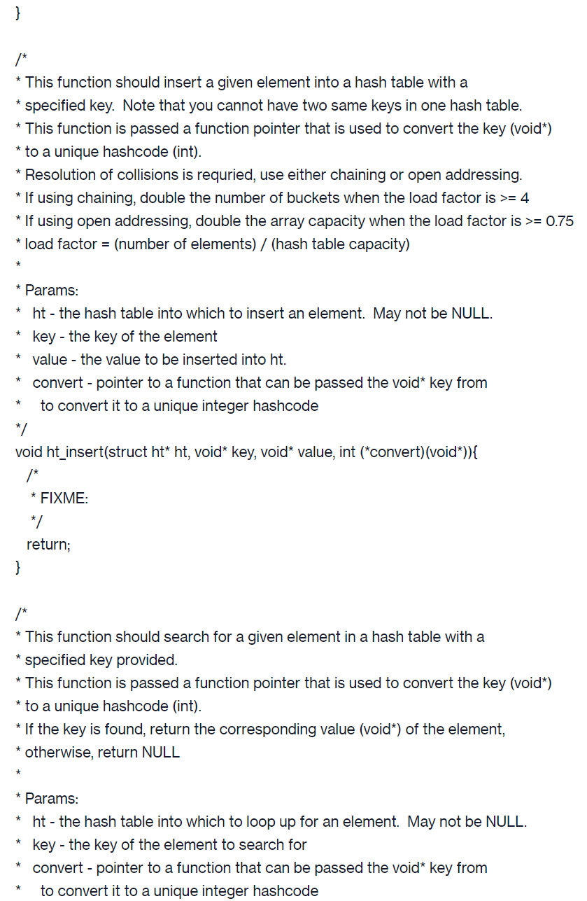 Part 1. Implement a hash table Your task for this | Chegg.com