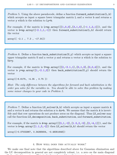Solved 4 LAB 5 - LU DECOMPOSITIONS AND GAUSSIAN ELIMINATION | Chegg.com