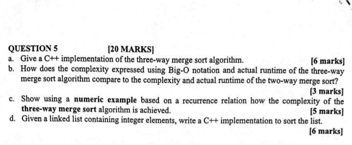 Solved QUESTION 5 [20 MARKSI a. Give a CH implementation of | Chegg.com