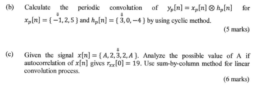 Solved (b) for Calculate the periodic convolution of yp[n] = | Chegg.com