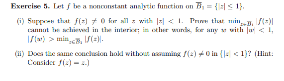 Solved Exercise 5. Let f be a nonconstant analytic function | Chegg.com
