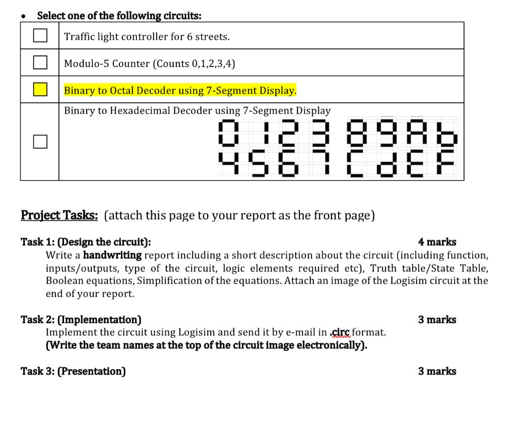 Solved Select one of the following circuits: Traffic light | Chegg.com