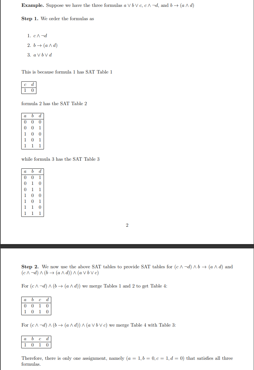 Solved SAT Tables A SAT table for a propositional formula is | Chegg.com