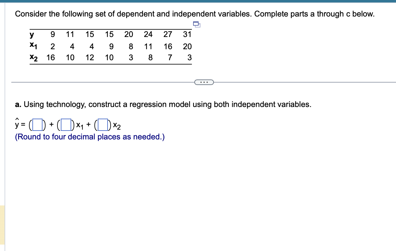 Solved A Using Technology Construct A Regression Model 4189