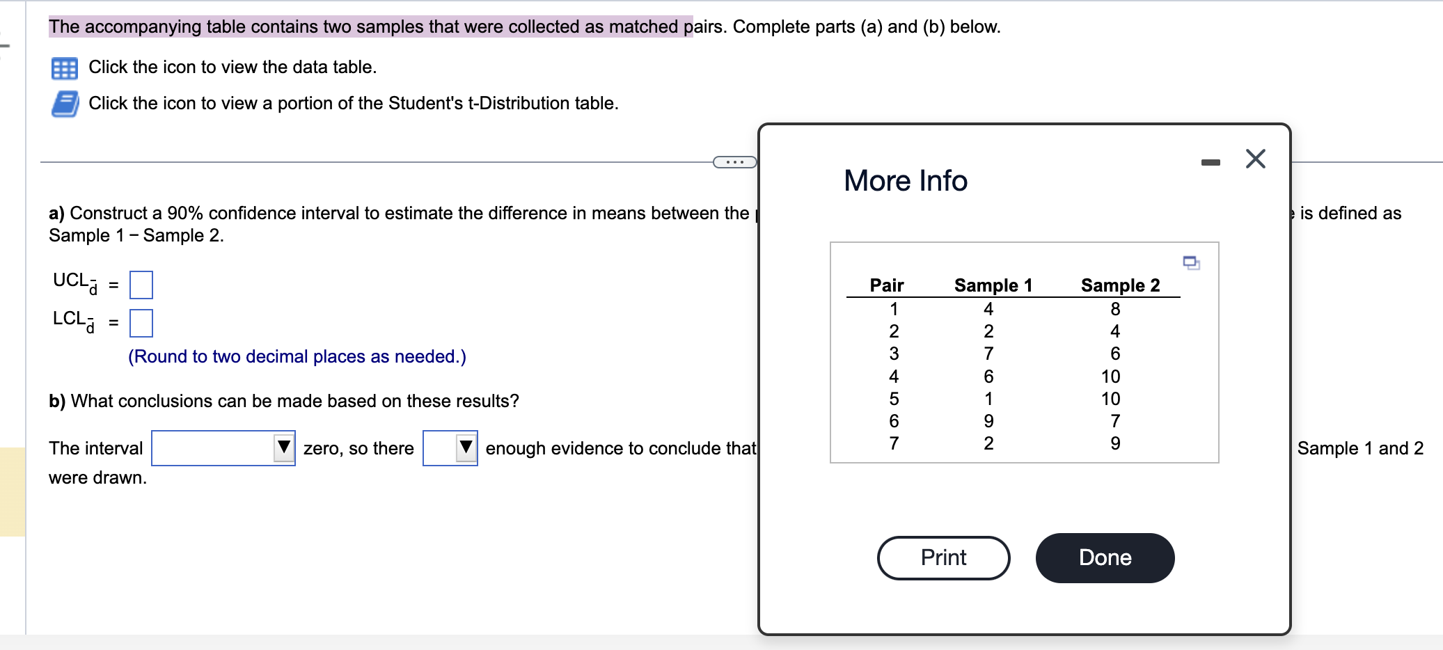 Solved The accompanying table contains two samples that were | Chegg.com