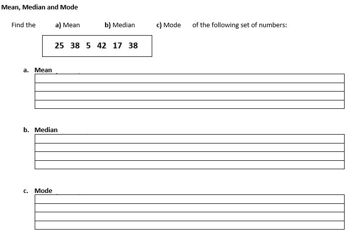 Solved Mean, Median and ModeFind thea) ﻿Meanb) ﻿Medianc) | Chegg.com