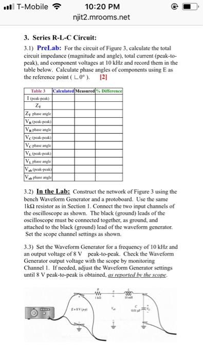 Solved .IT-Mobile 10:20 PM njit2.mrooms.net 3. Series R-L-C | Chegg.com