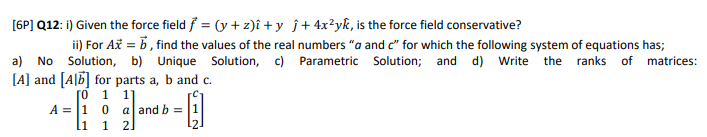 Solved [6P] Q12: i) Given the force field | Chegg.com