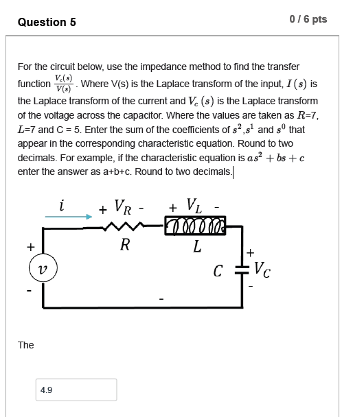 Solved Question 5 0/6 pts VO For the circuit below, use the | Chegg.com