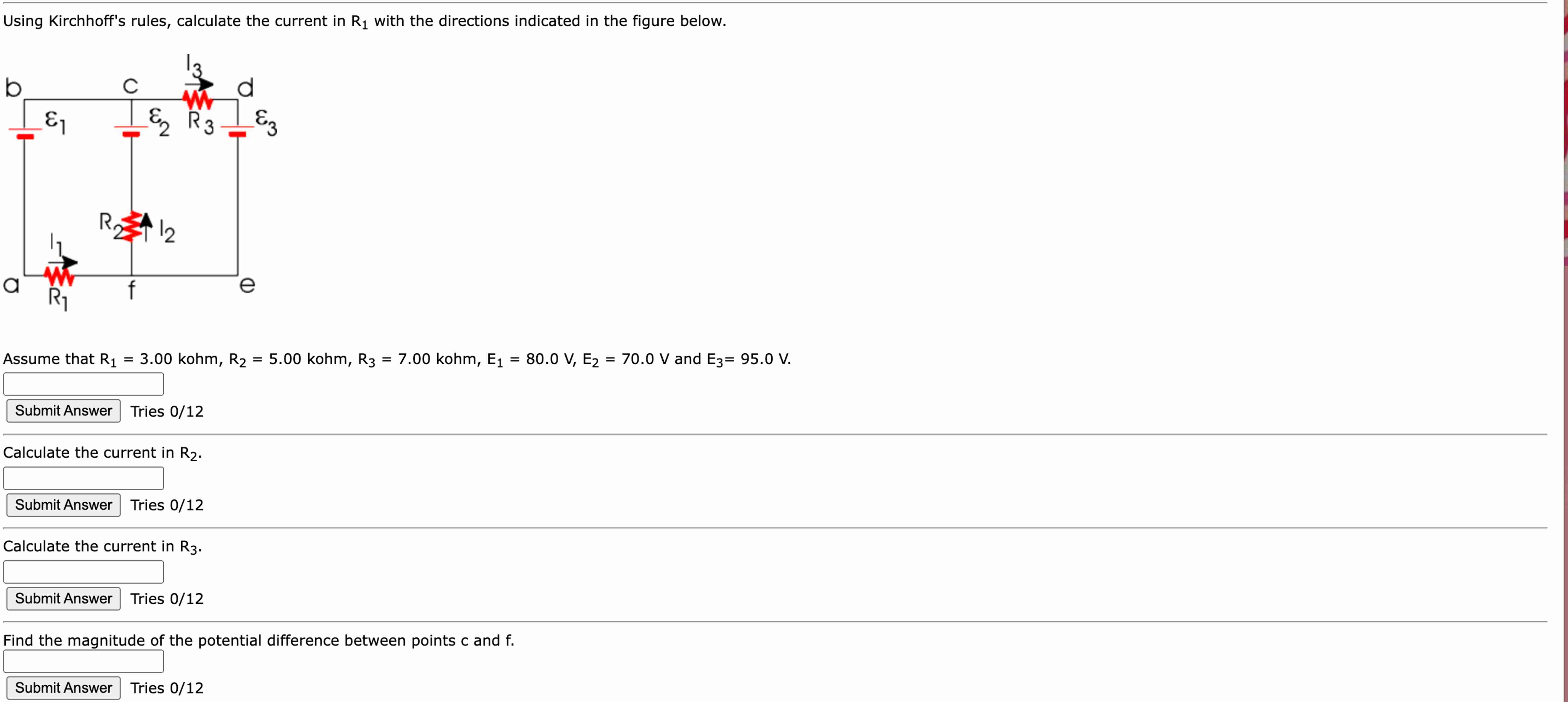 Solved Using Kirchhoff's rules, calculate the current in R1 | Chegg.com