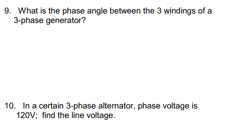 Solved 9. What is the phase angle between the 3 windings of | Chegg.com