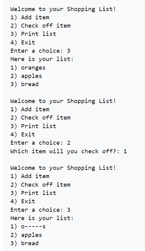 Solved Exercise 1: Going to the Grocery Store In this lab | Chegg.com