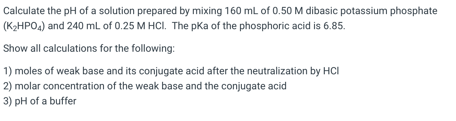 Solved Calculate the pH of a solution prepared by mixing 160 | Chegg.com