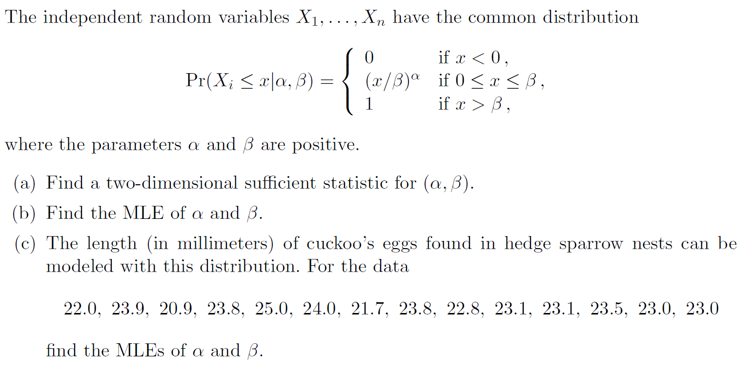 The independent random variables X1,…,Xn have the | Chegg.com
