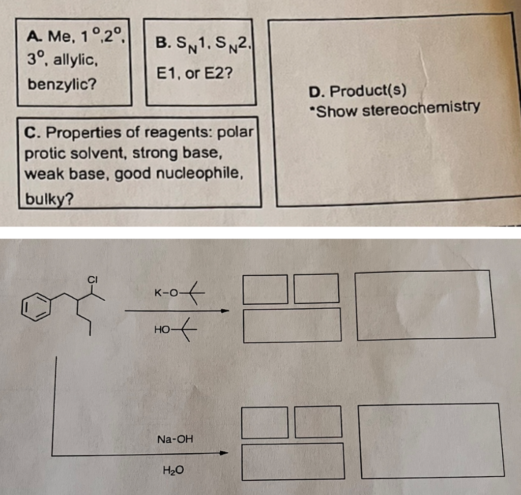 Solved A. Me, 1∘,2∘. 3∘, allylic, B. SN1, SN 2. benzylic? | Chegg.com