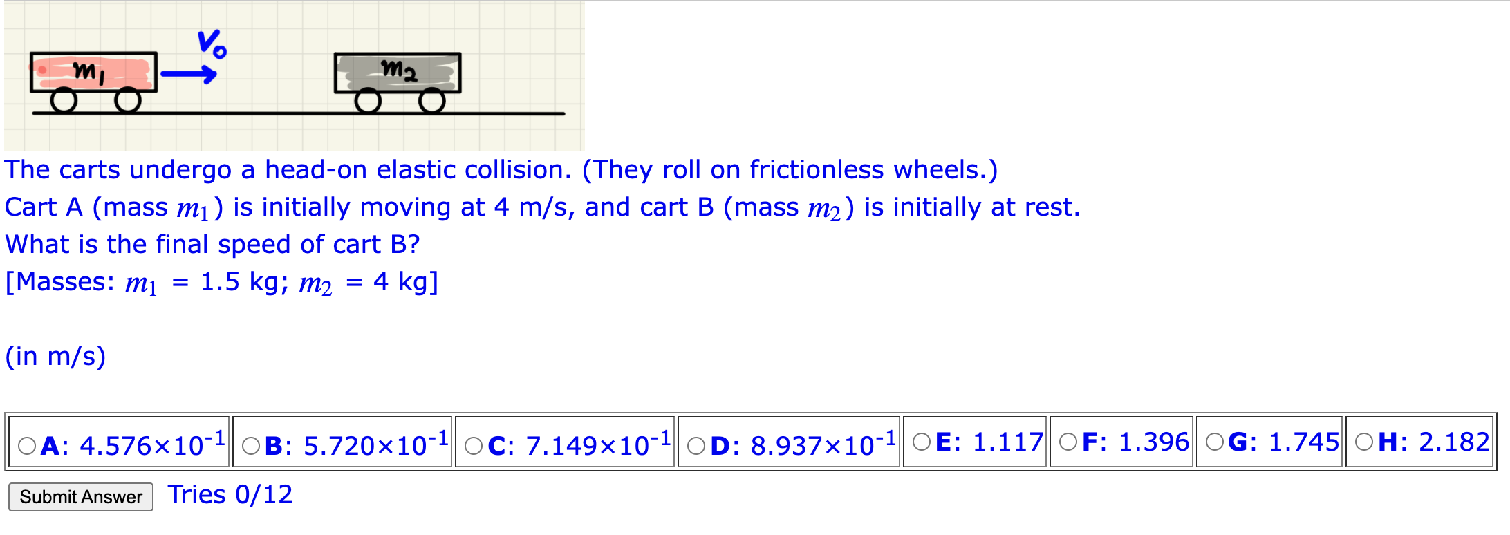 Solved m m2 The carts undergo a head-on elastic collision. | Chegg.com