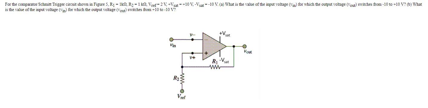 Solved For the comparator Schmitt Trigger circuit shown in | Chegg.com