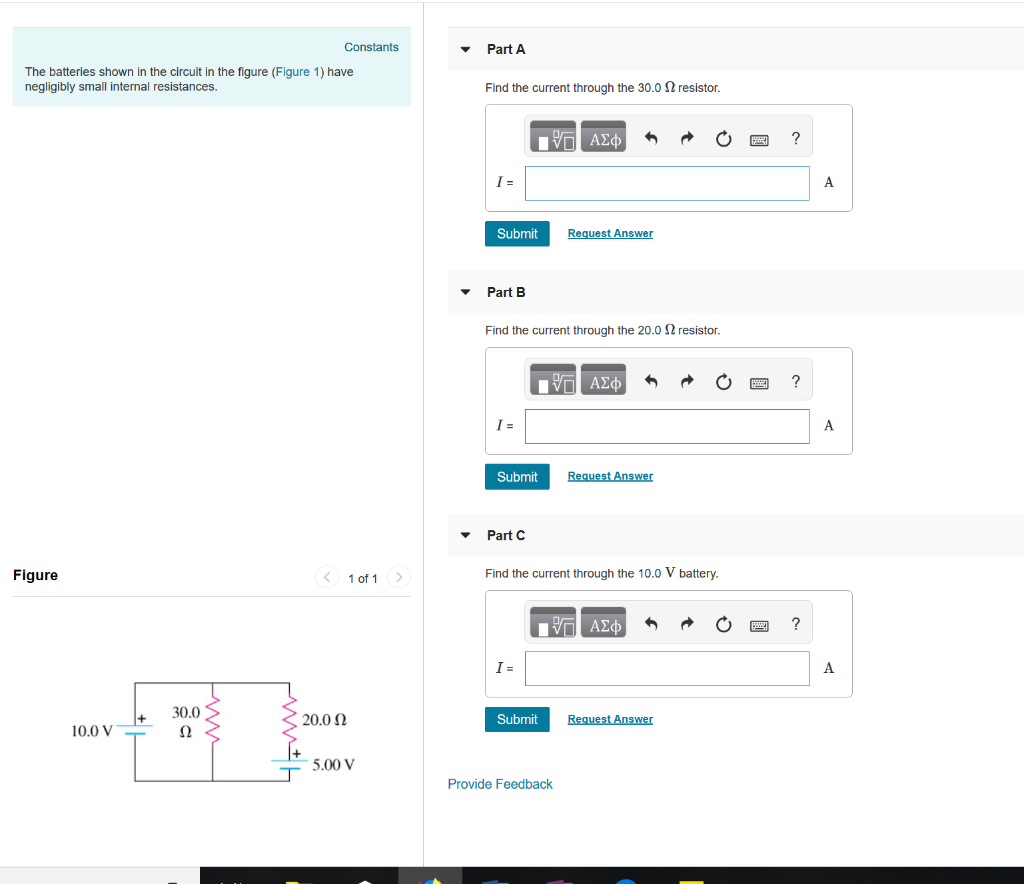 Solved Constants Part A The batteries shown in the circuit | Chegg.com Solved Constants Part A The batteries shown in the circuit | Chegg.com