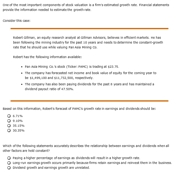 Solved The constant growth valuation formula has dividends | Chegg.com