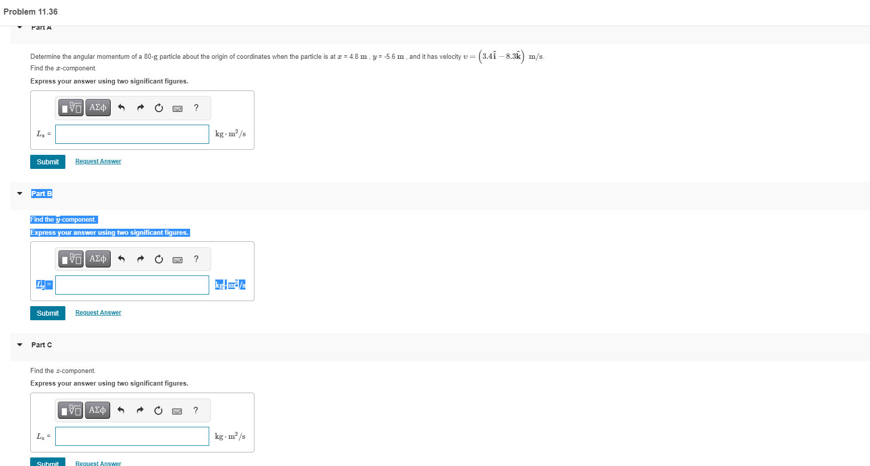 Solved Determine the angular momentum of a 80 -g particle | Chegg.com