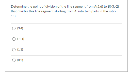 Solved Determine the point of division of the line segment | Chegg.com