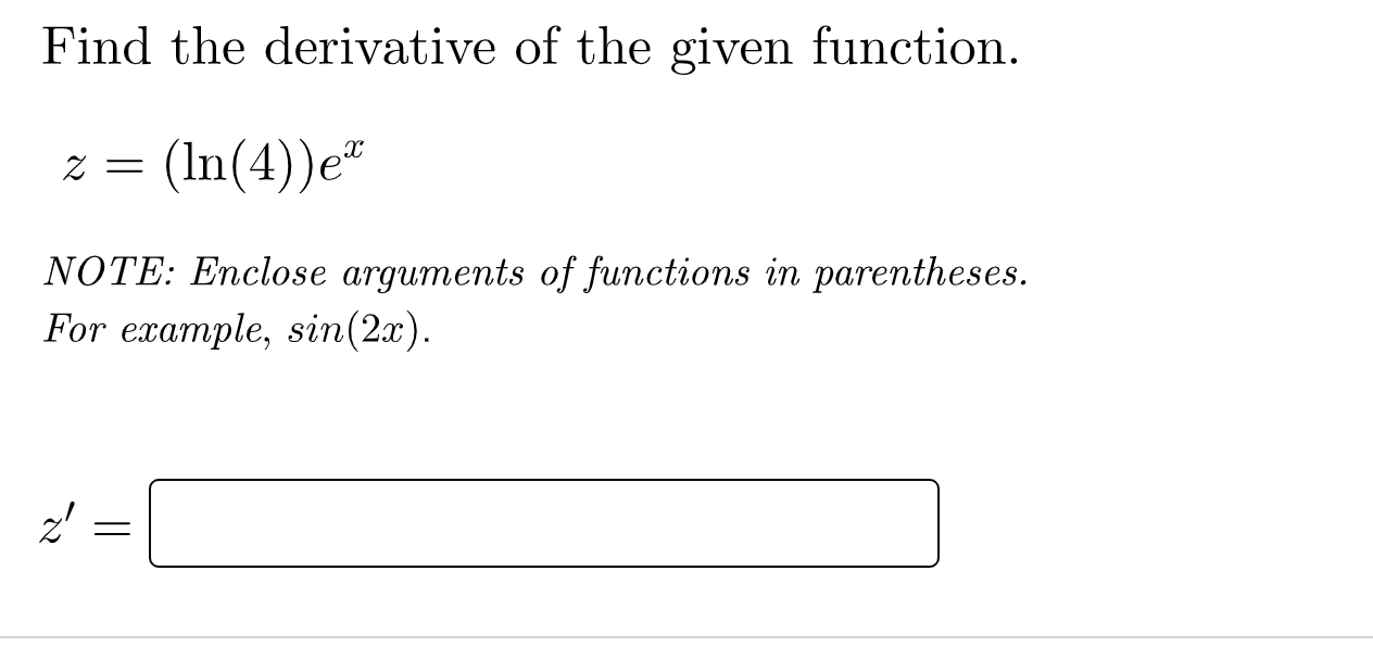 Solved Find the derivative of the given function. | Chegg.com