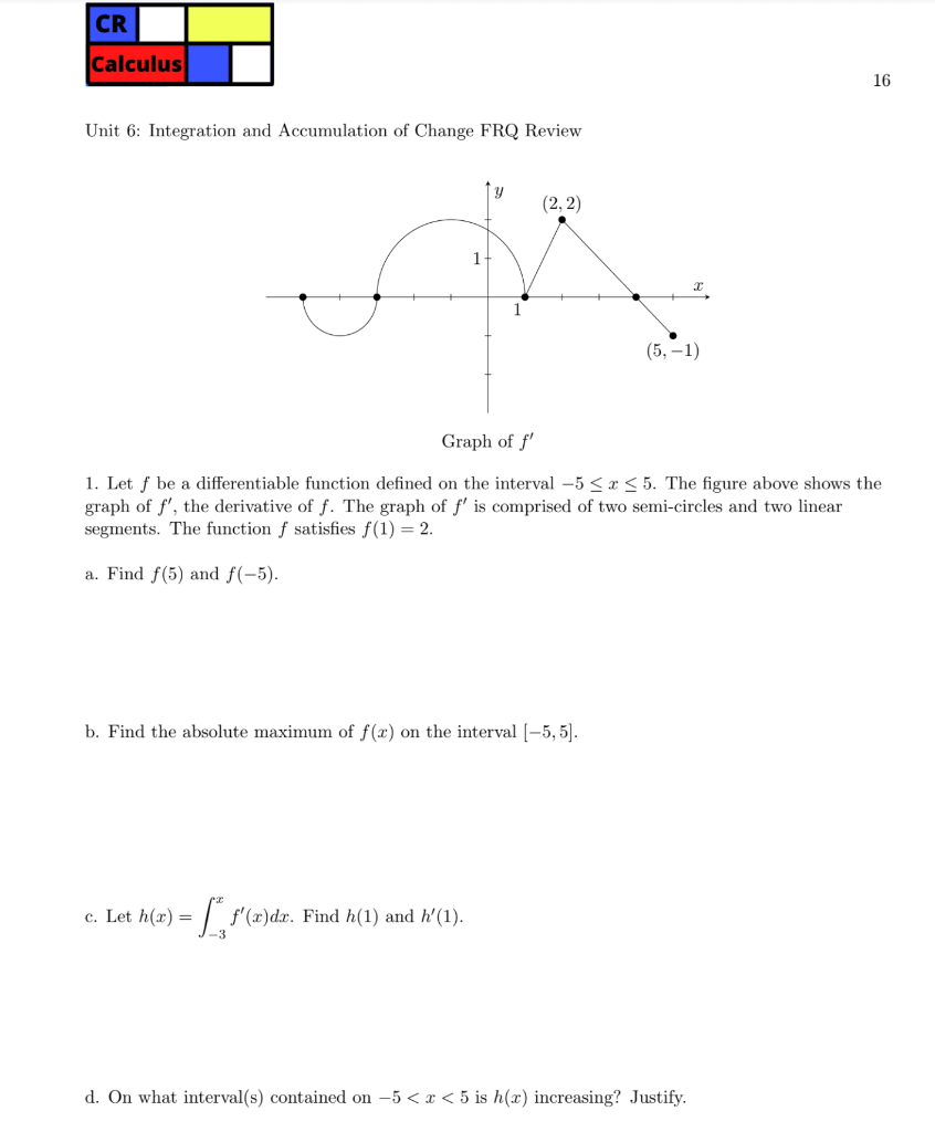 Solved CR Calculus 16 Unit 6: Integration and Accumulation | Chegg.com