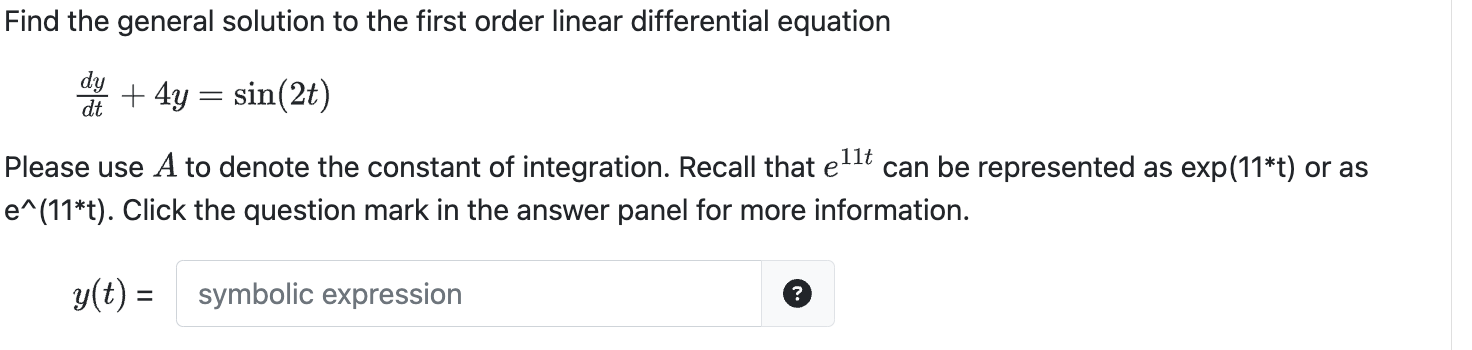 Solved Find the general solution to the first order linear | Chegg.com