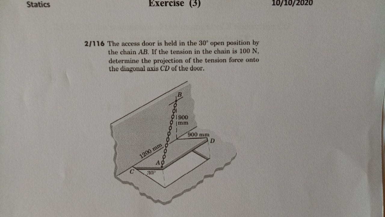 Solved Statics Exercise (3) 10/10/2020 2/116 The access door | Chegg.com