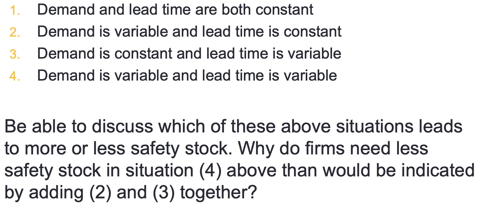 Solved 1. 2. Demand and lead time are both constant Demand | Chegg.com