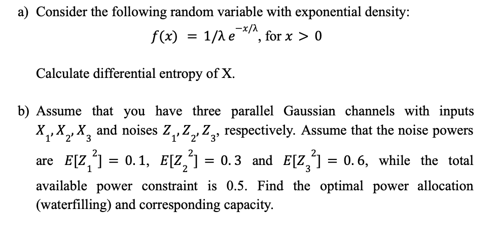 Solved a) Consider the following random variable with | Chegg.com