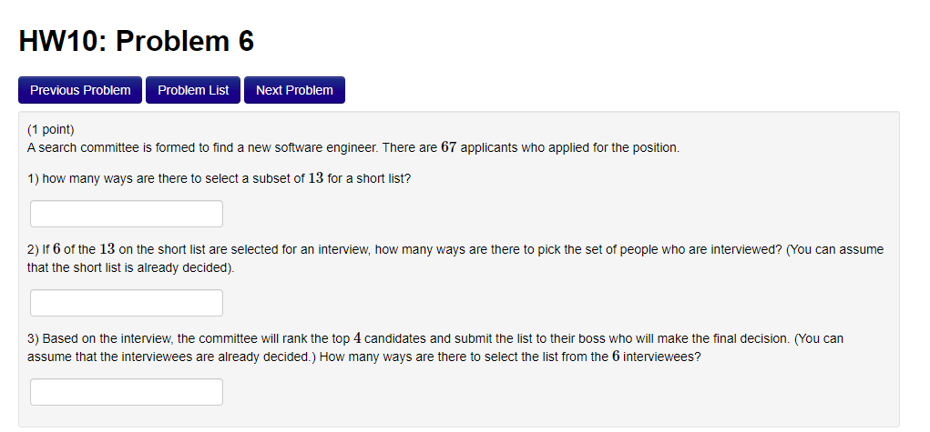 Solved HW10: Problem 6 Previous Problem Problem List Next | Chegg.com