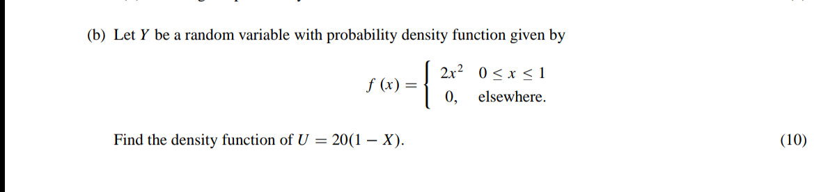 Solved (b) Let Y be a random variable with probability | Chegg.com