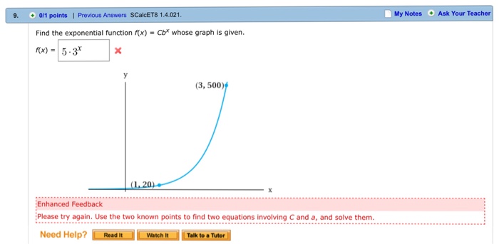 Solved Find the exponential function f(x) = Cb^x whose graph | Chegg.com
