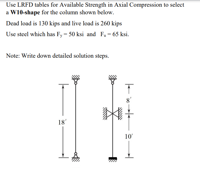 Solved Use LRFD tables for Available Strength in Axial | Chegg.com