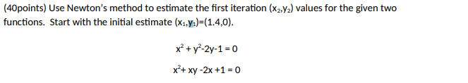 Solved (40points) Use Newton's method to estimate the first | Chegg.com