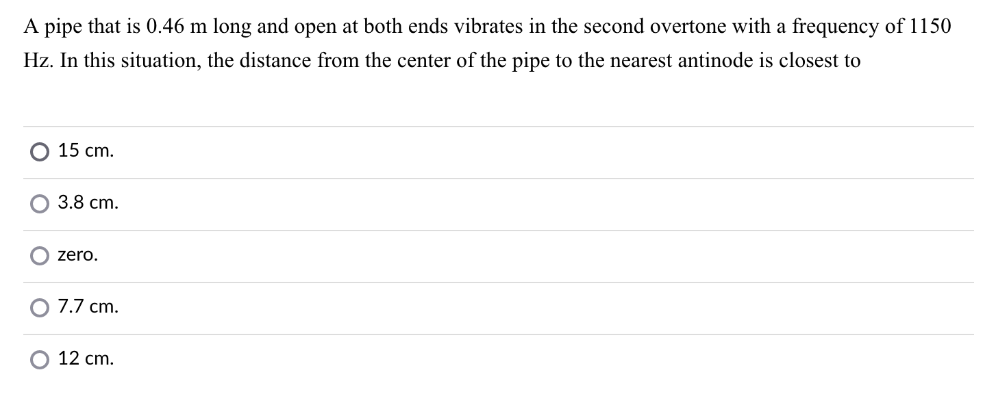 Solved A pipe that is 0.46 m long and open at both ends | Chegg.com