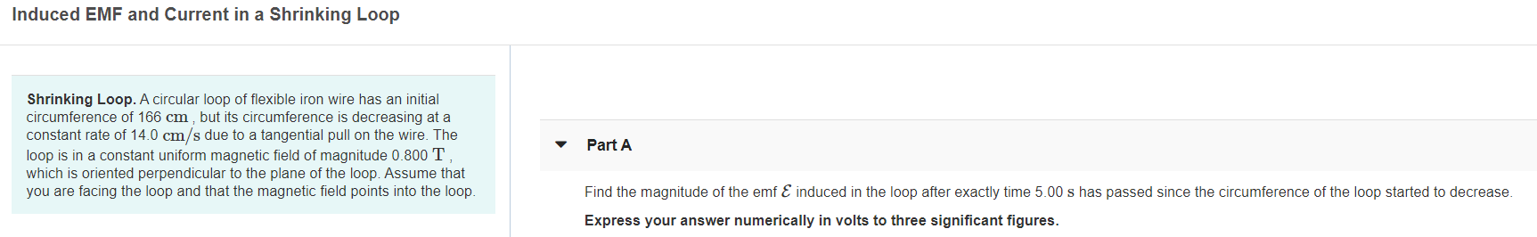 Solved Induced EMF and Current in a Shrinking Loop Shrinking | Chegg.com