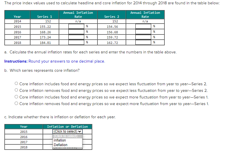 Solved a. Calculate the annual inflation rates for each | Chegg.com