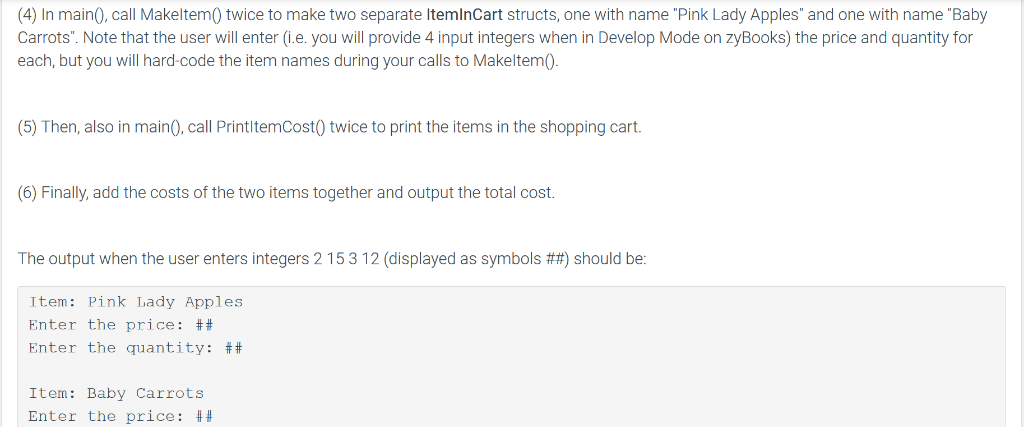 Solved 118 Week 10 Lab Structs 1 Define The Itemincart 