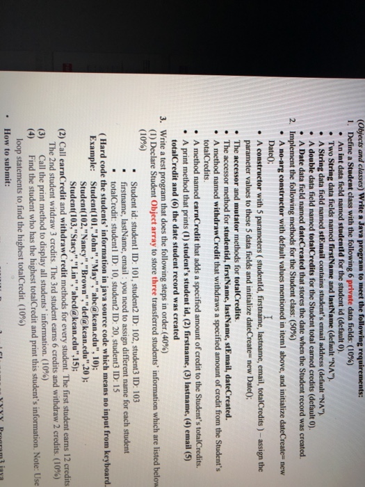 Solved (Objects and classes) Write a Java program to meet | Chegg.com