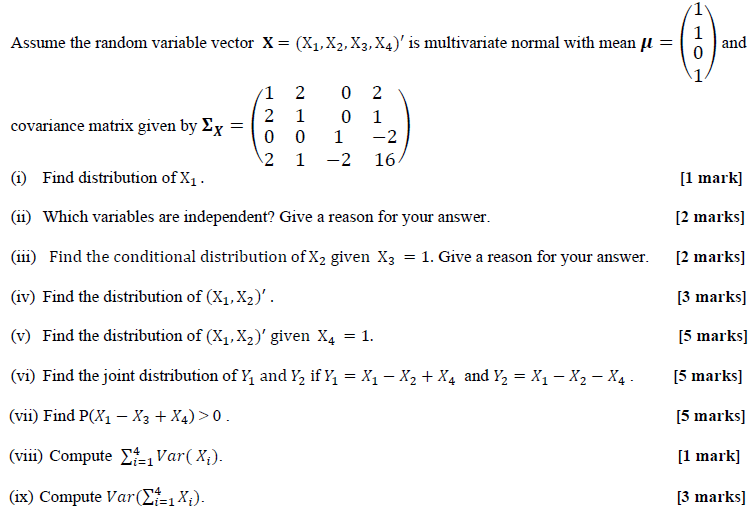 Assume The Random Variable Vector X X1 X2 X3 
